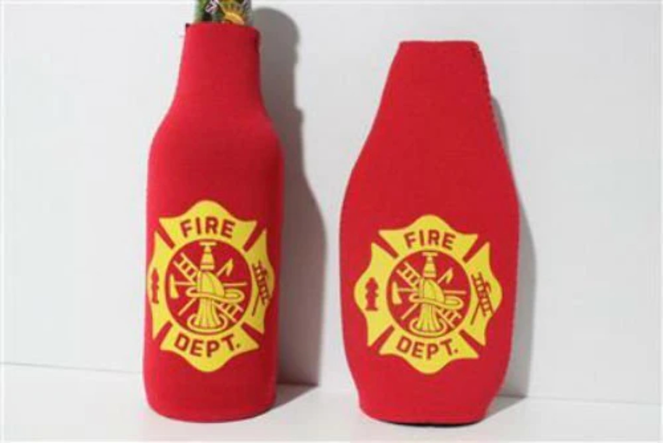 Red Fire Dept. Department Crest Seal Logo Bottle Insulator Jacket ...