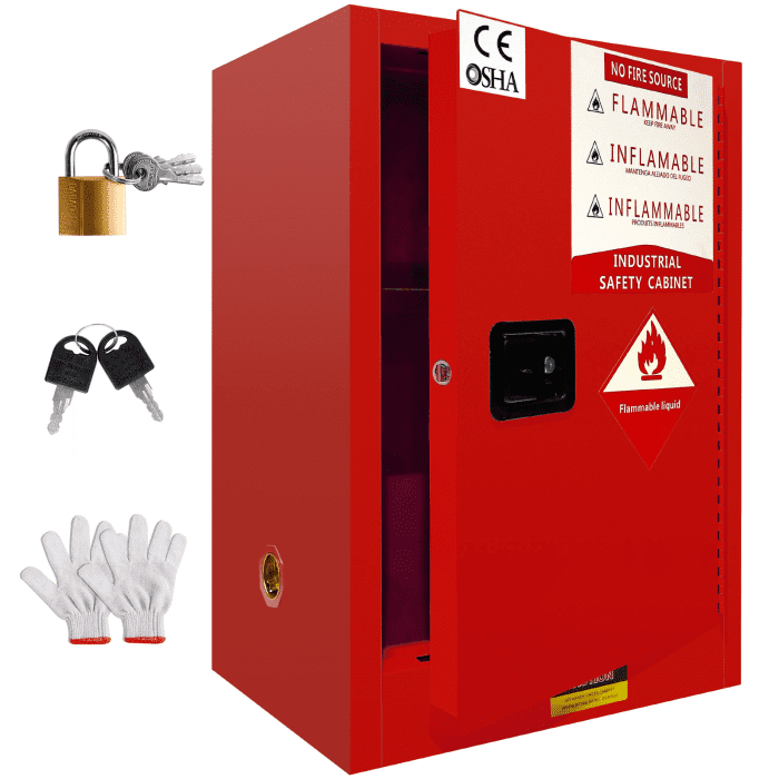 Red Fireproof Safety Cabinet, Equipped With A Three-Point Locking ...