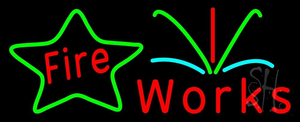 Red Fireworks Block LED Neon Sign 13 x 32 - inches, Clear Edge Cut ...