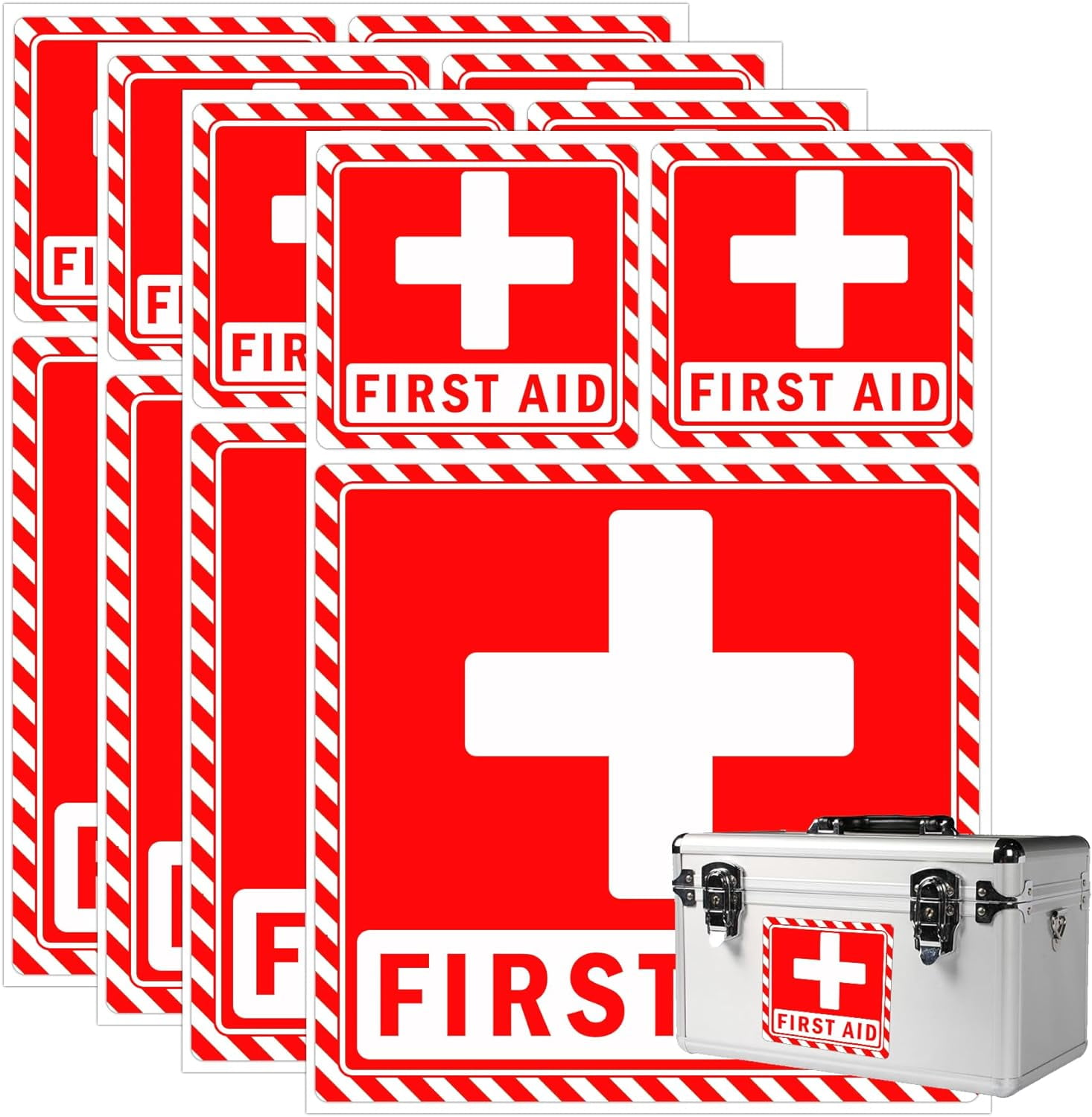 Red First Aid Kit Sign Sticker Self Adhesive Emergency Safety First ...
