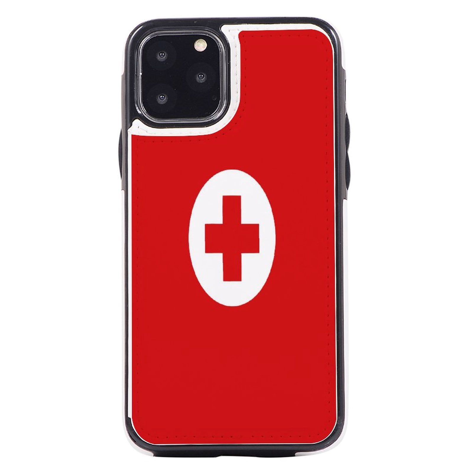 Red First Aid Logo Simple Medical Leather Wallet Case for iPhone 16 15 ...