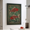 Red Fish Linocut Style Japanese Inspired Minimalist Ocean Wood Block ...