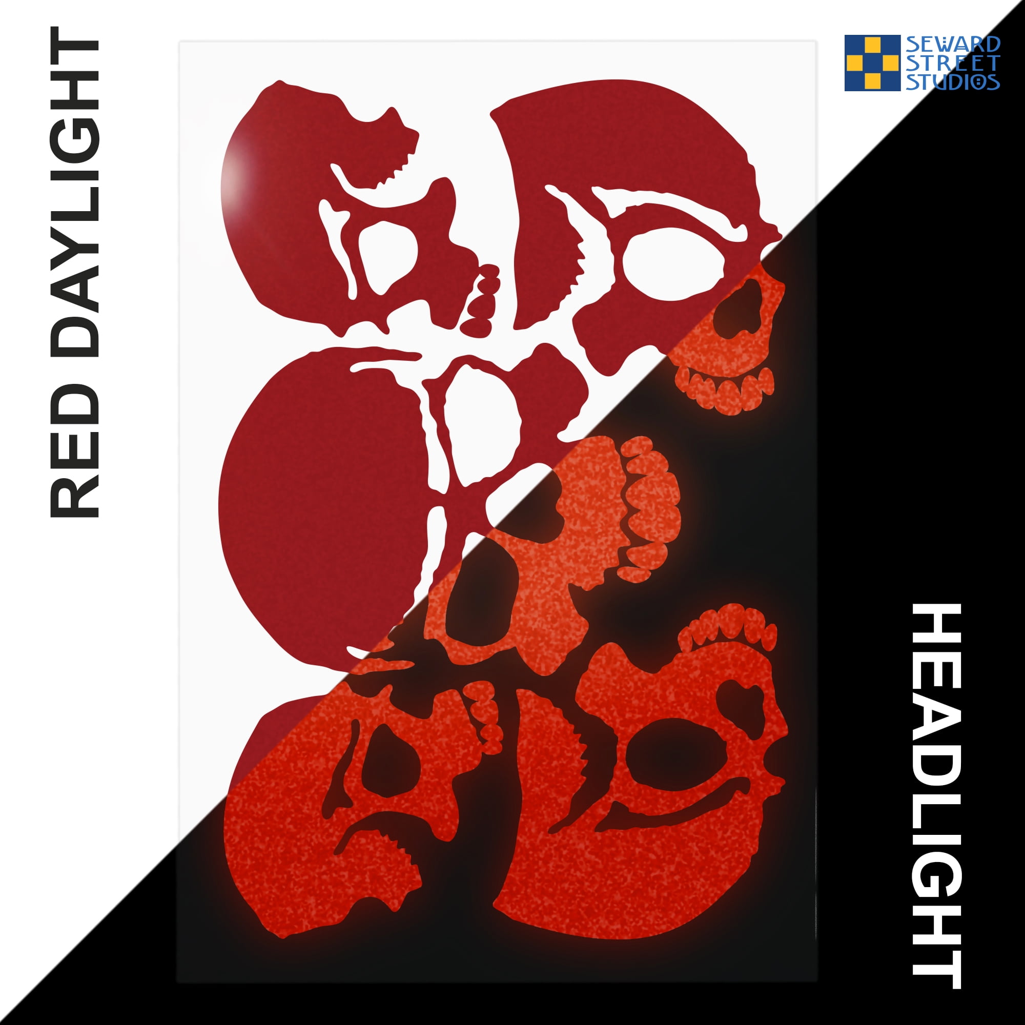 Red Five Skulls Reflective Decal Set, 5 Skulls Motorcycle Helmet ...
