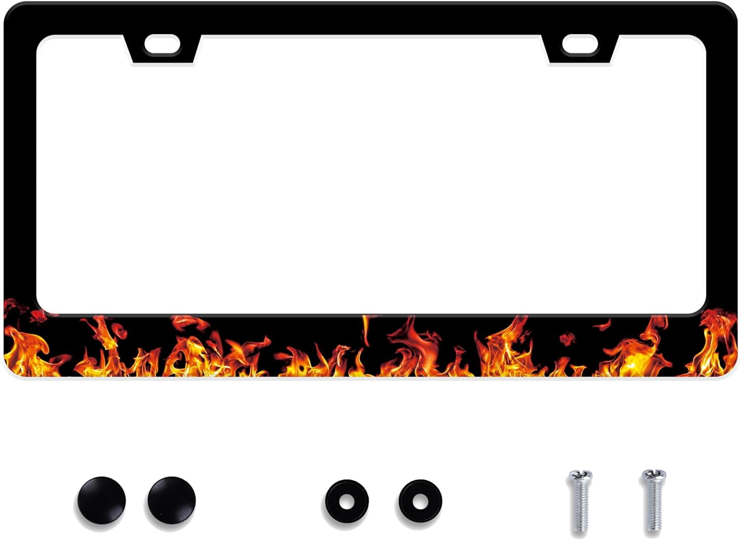 Red Flame License Plate Frame Fire Combustion Stainless Steel License ...