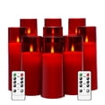 Red Flameless Candles, Pack of 9, Remote Operated with Timer for Home ...