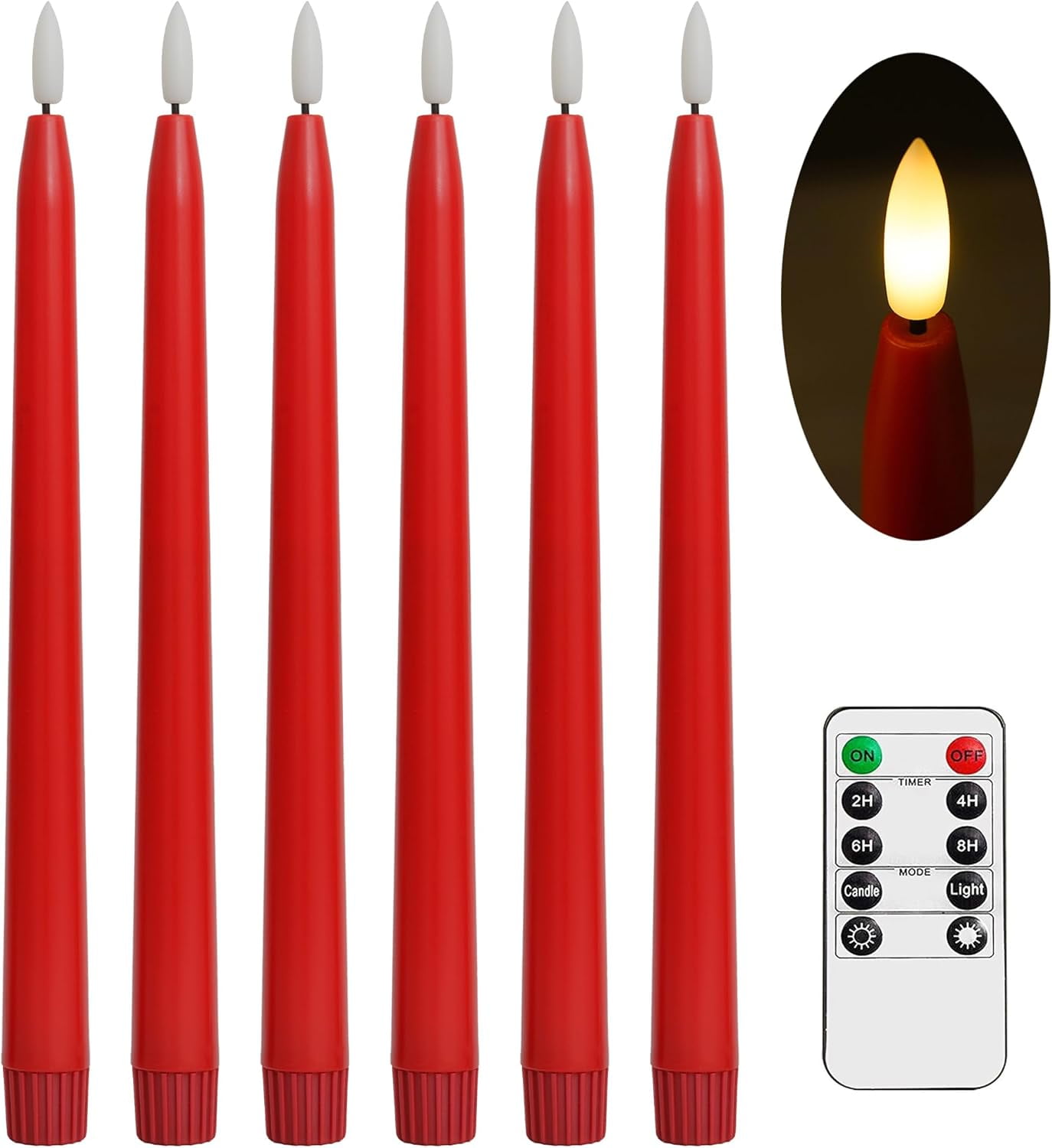 Red Flameless Taper Candles with Remote Control - 11 Inch LED ...
