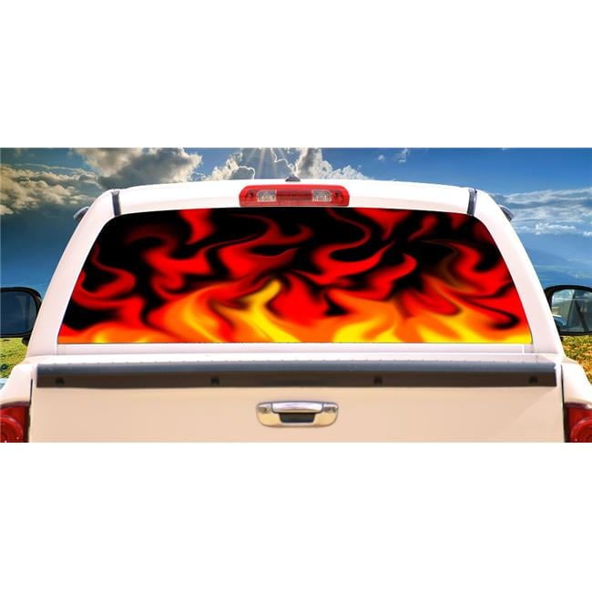 Red Flames Rear Window Graphic Suv View Thru Vinyl Back Truck Decal ...