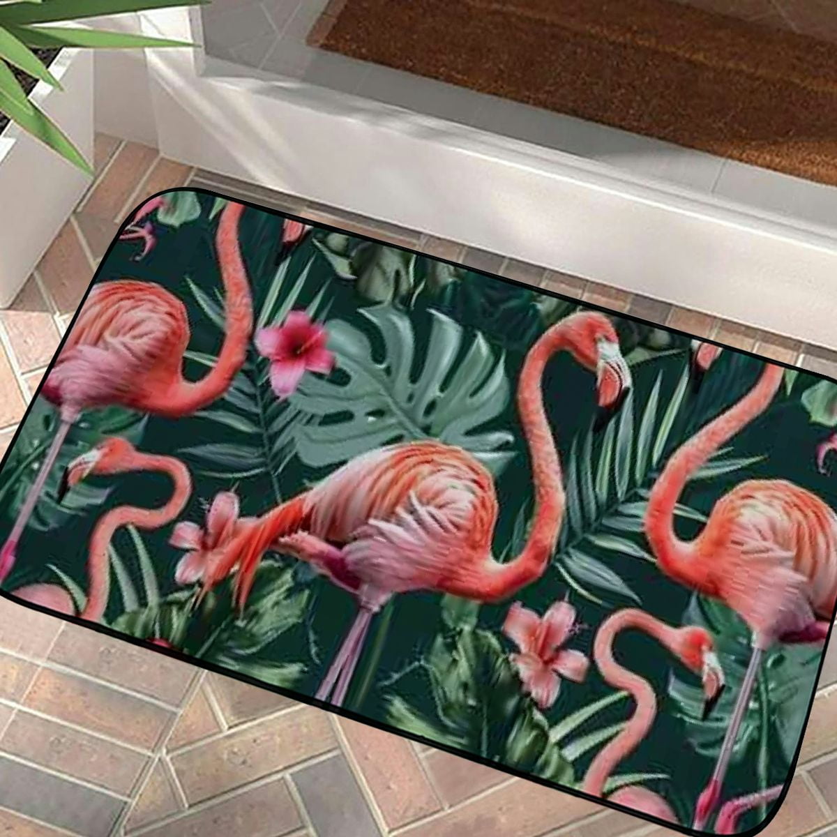Red Flamingo Print Doormat,Entry Mat/Garage, Patio Entrance Mat/Welcome ...