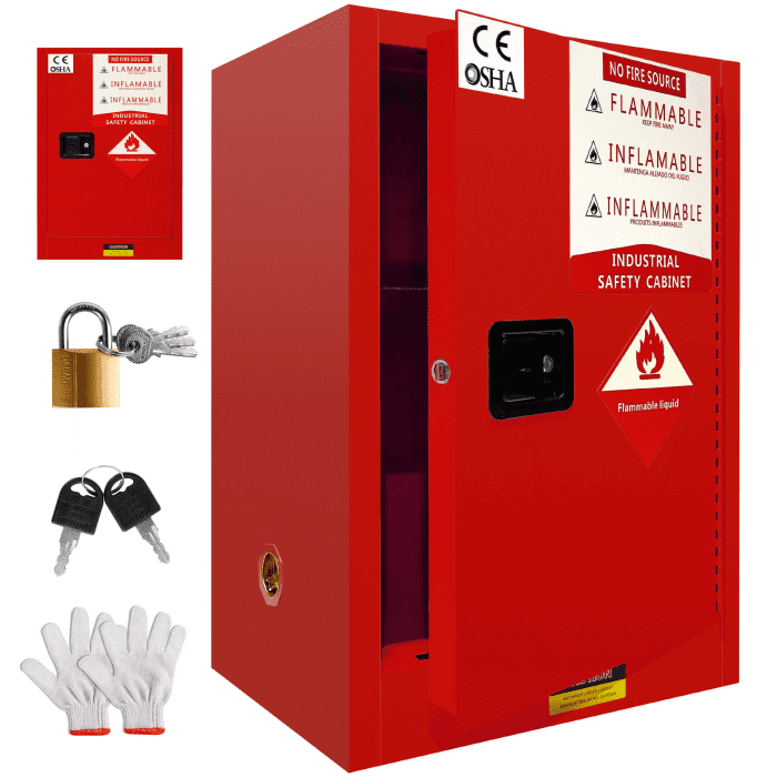 Red Flammable Storage Cabinet, 23 x 18 x 35 inches Size, Alloy Steel ...