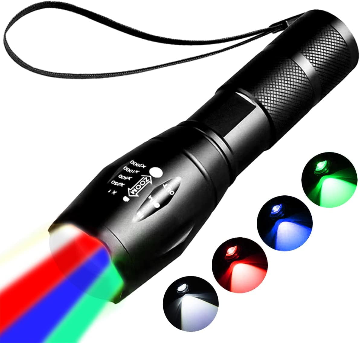 Red Flashlight Rechargeable，green light flashlight，blue light ...