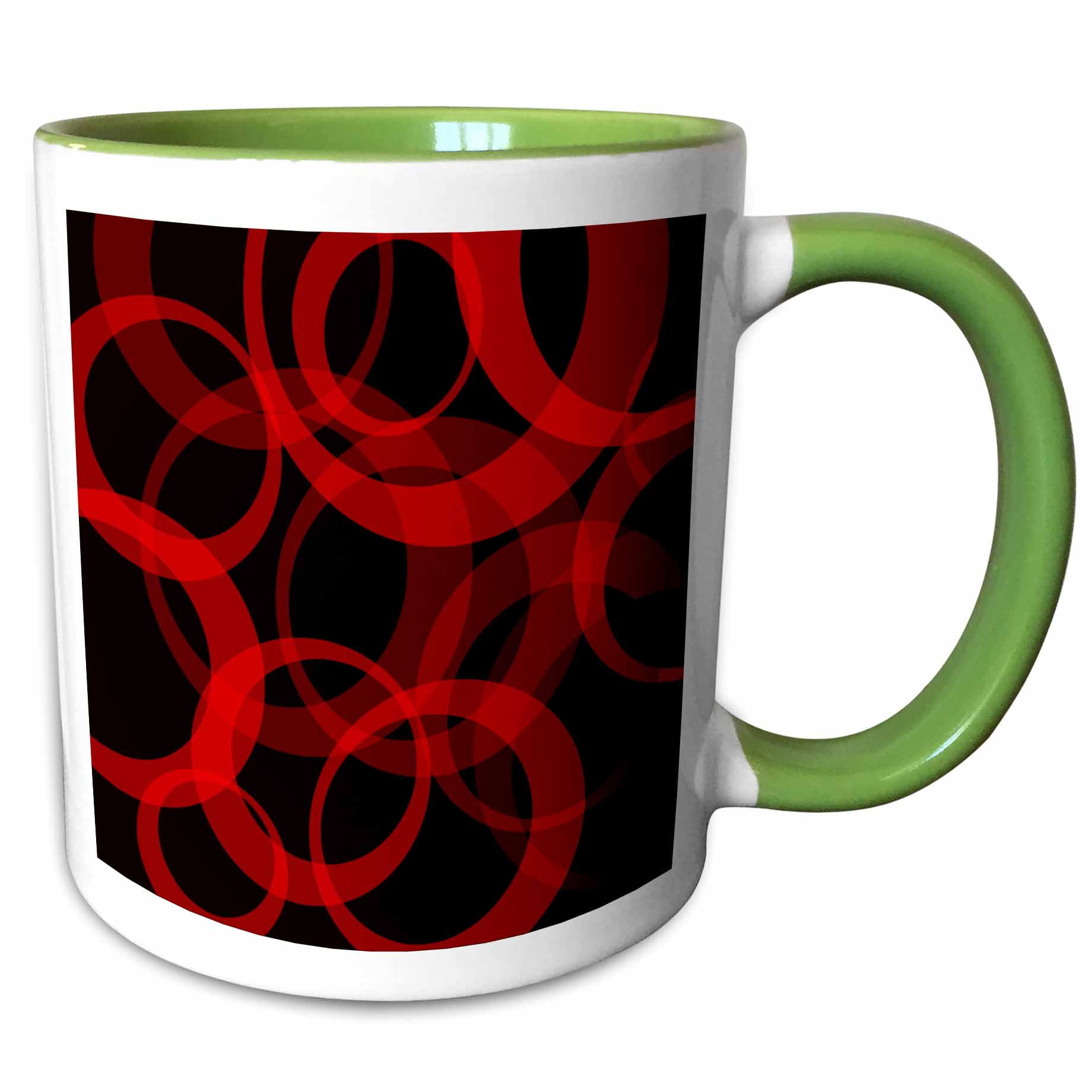Red Floating and Overlapping Circles Design 11oz Two-Tone Green Mug mug ...