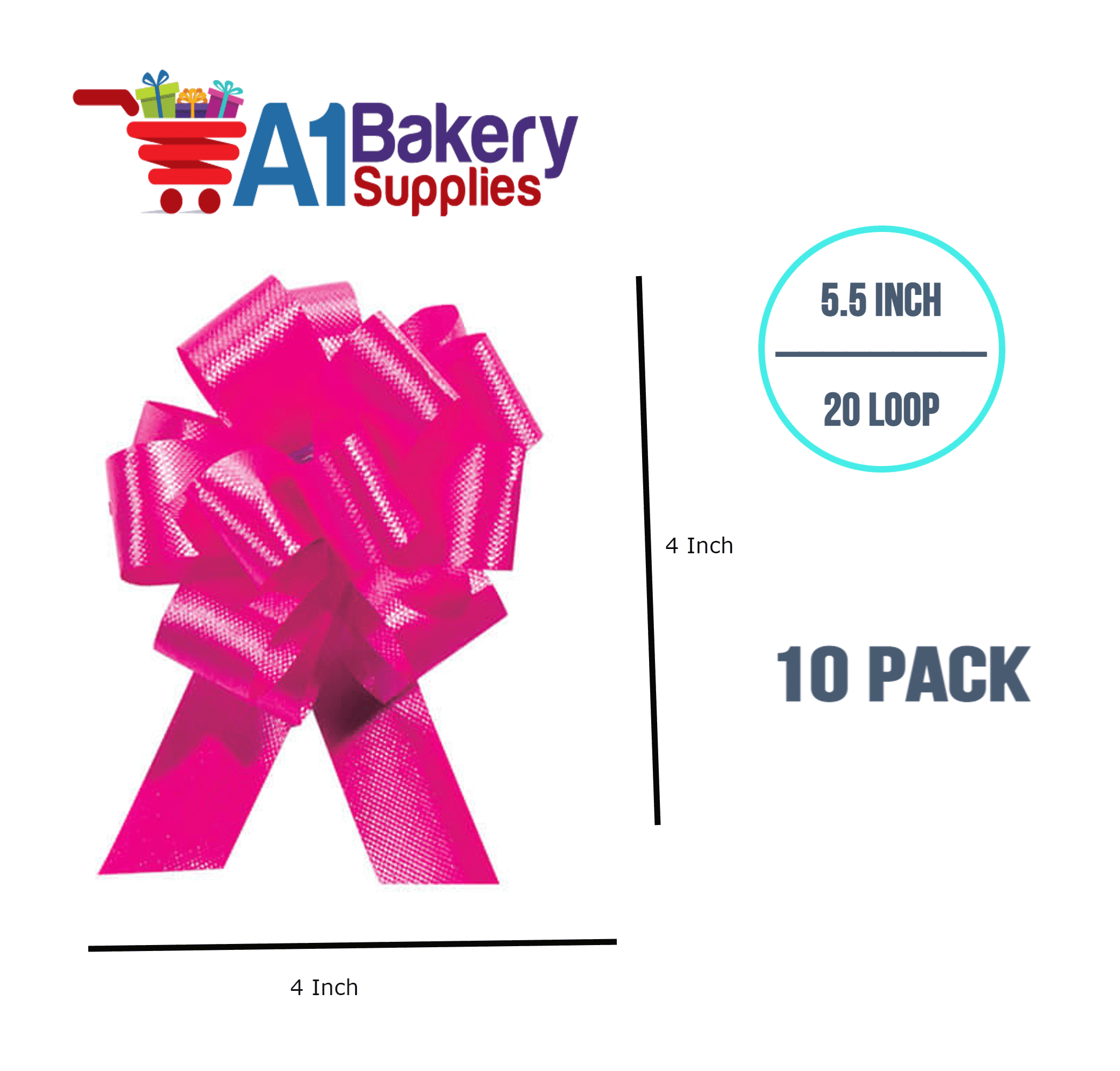 Red Flora Satin Pull Bows – 5.5 Inch 20 Loops, 10-Pack | Easy to ...