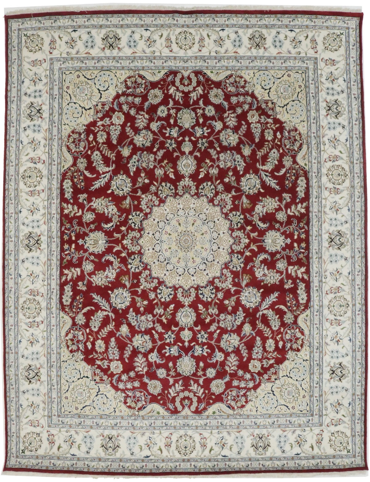 Red Floral 8X10 Indo-Nain Oriental Rug - Walmart.com