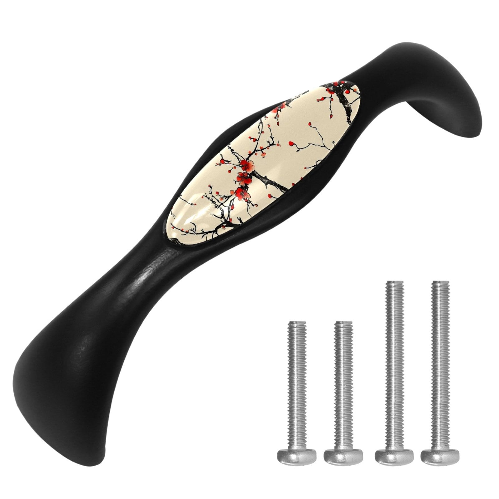 Red Floral Branch Kitchen Cabinet Pull Knobs Drawer Hardware Handles ...