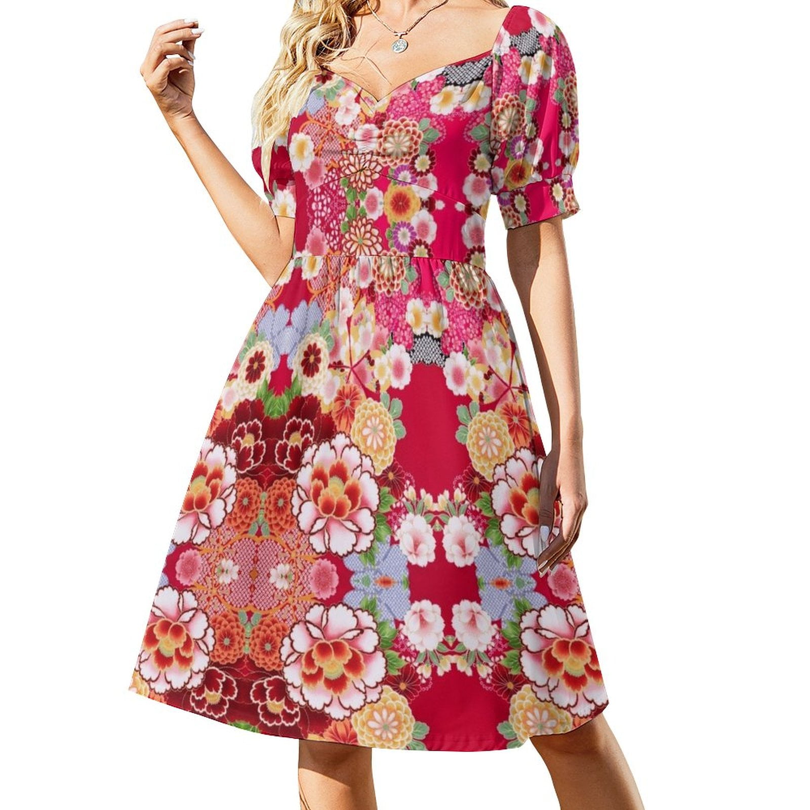 Red Floral Burst Sleeveless Dress african dresses for woman clothes for ...