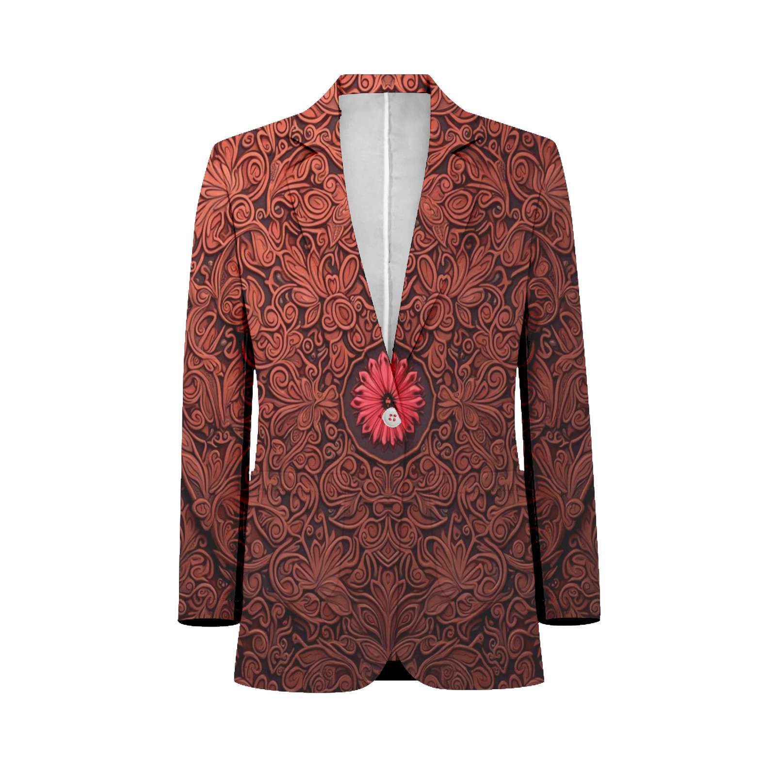 Red Floral Damask Pattern With Central Flower Motif Mens Suits Shawl ...