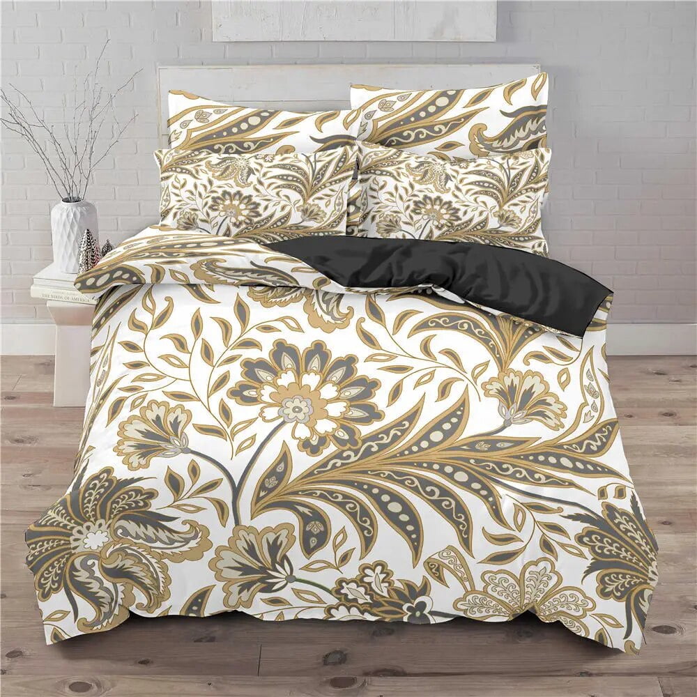 Red Floral Duvet Cover Set King/ Size Beautiful Colorful Flowers Print ...