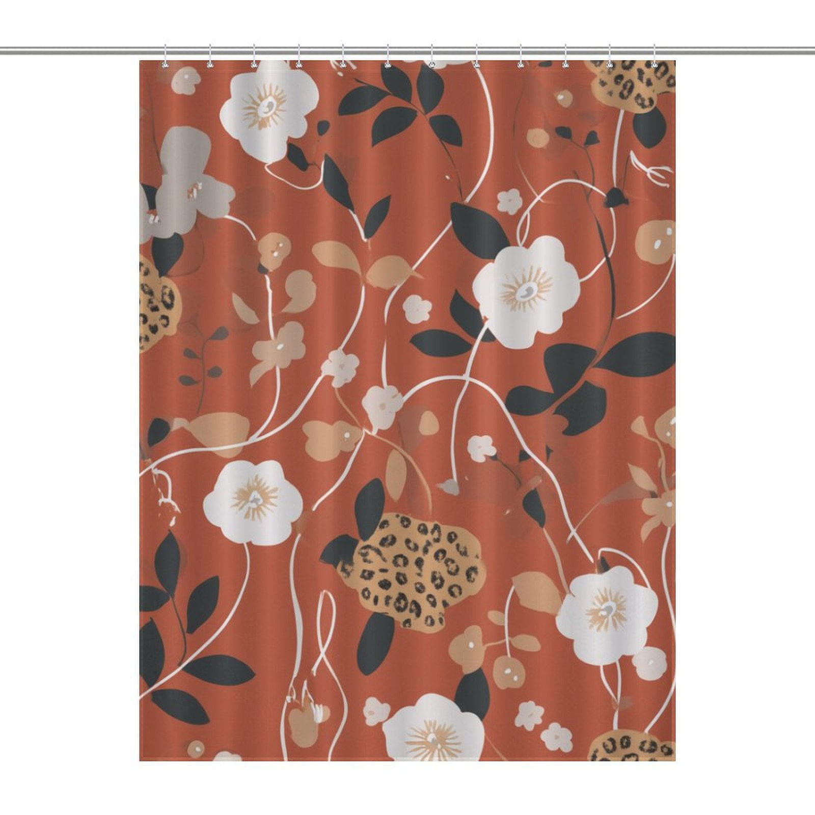 Red Floral Leopard Print Pattern Design Shower Curtain , Enchanted ...