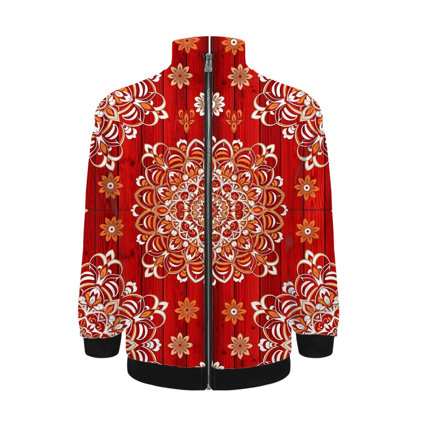 Red Floral Mandala Print Jacket Men's Street Cool Long Sleeves Coat ...
