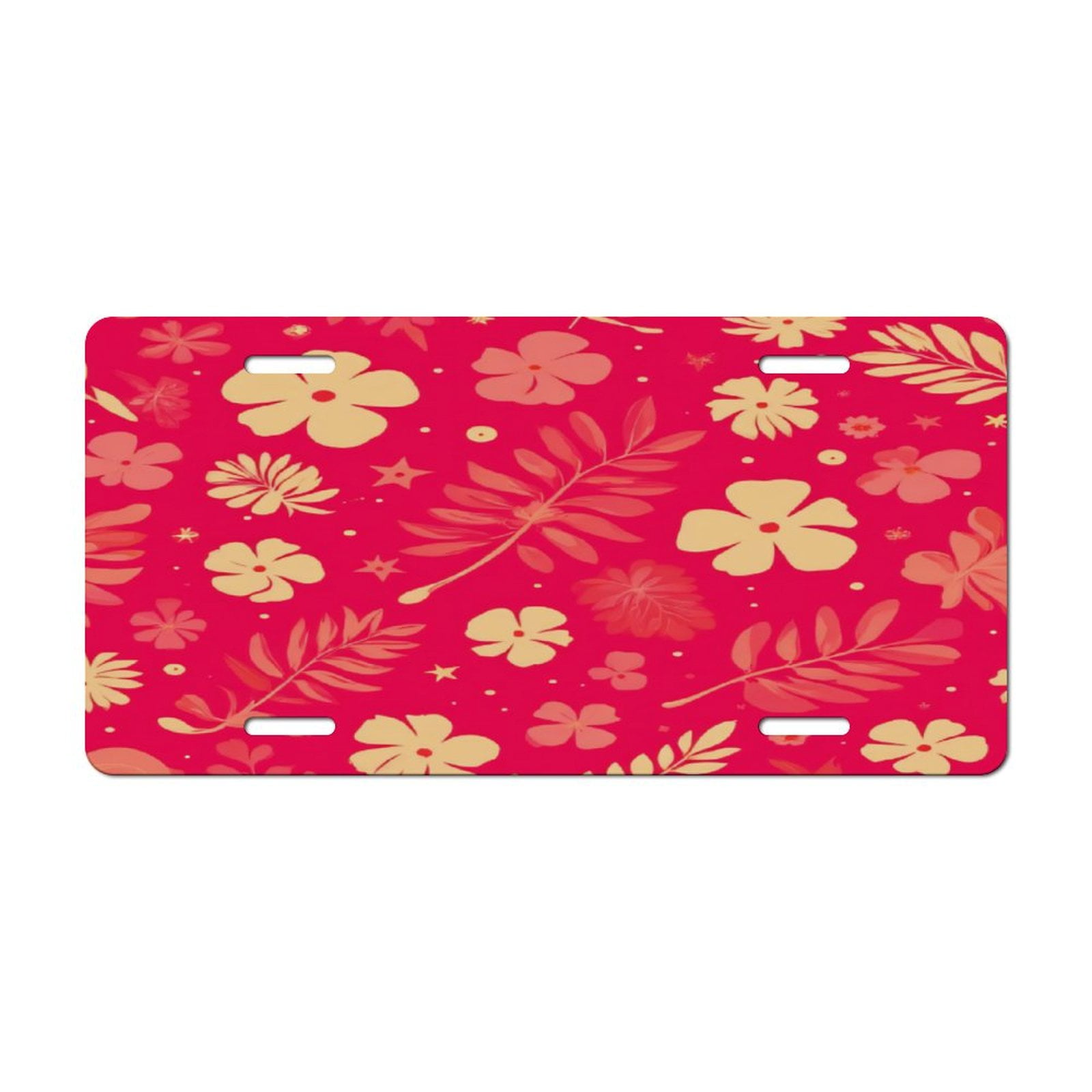 Red Floral Pattern License Plate Lightweight Aluminum Automotive ...