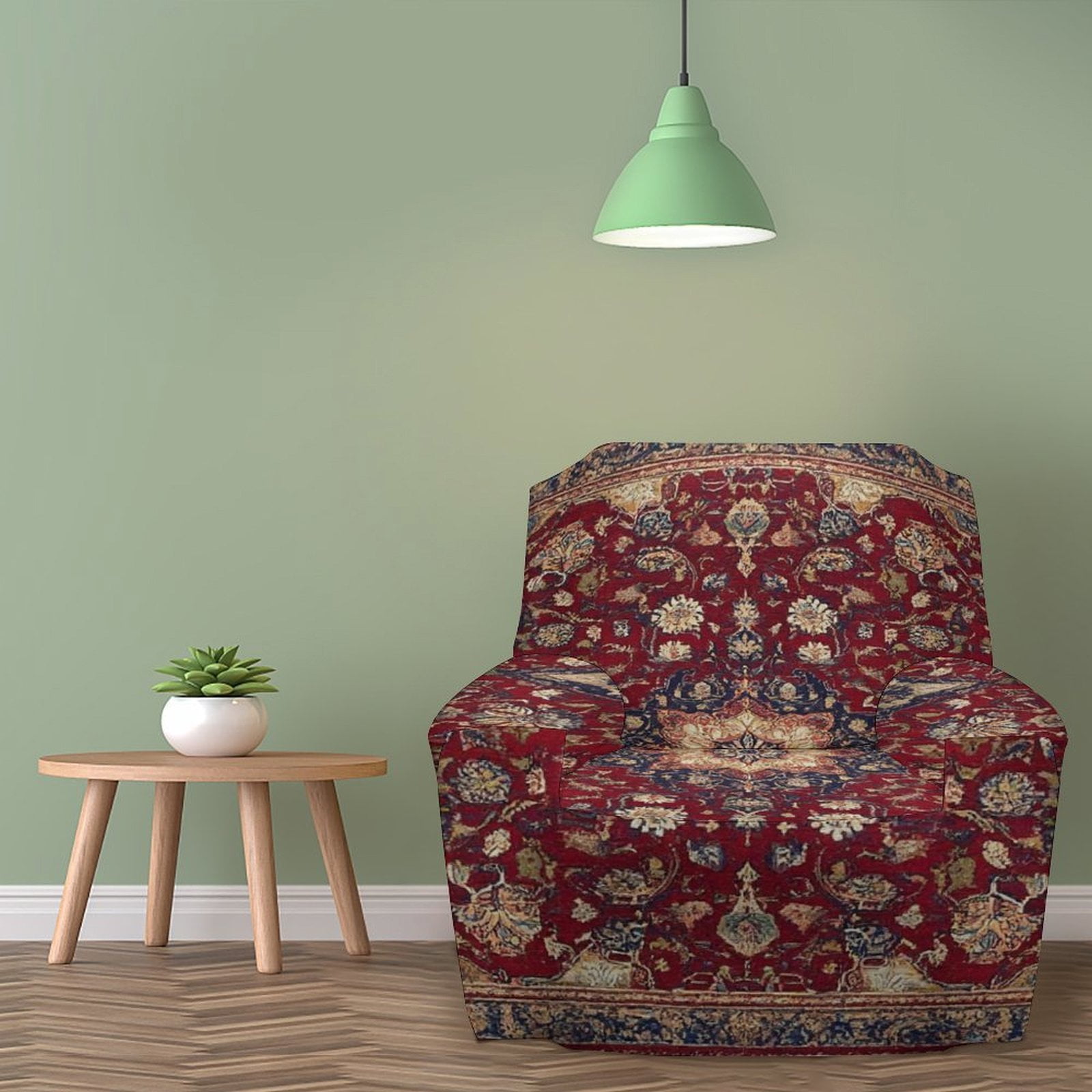 Red Floral Persian Rug Single Sofa Cover Simple Anti-Cat Scratch All ...