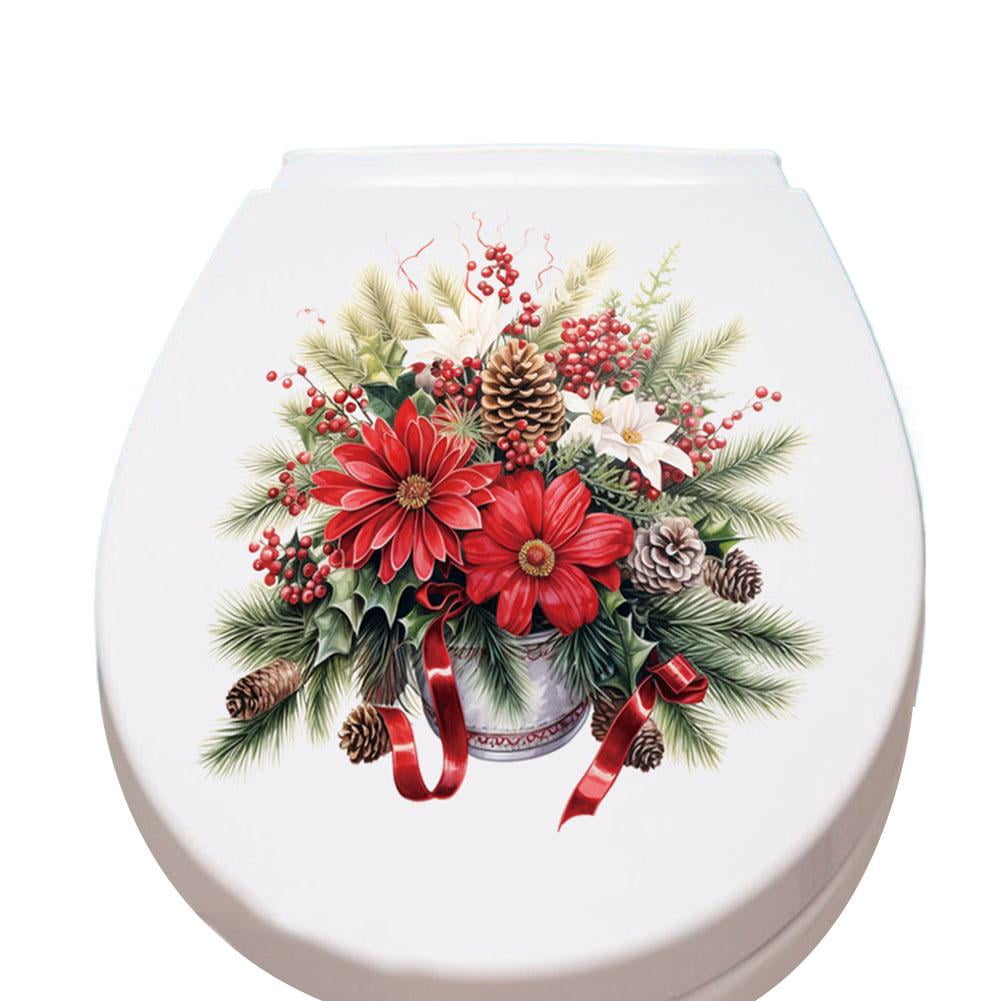 Red Floral Stickers Home Bathroom Toilet Stickers Self Pasting ...