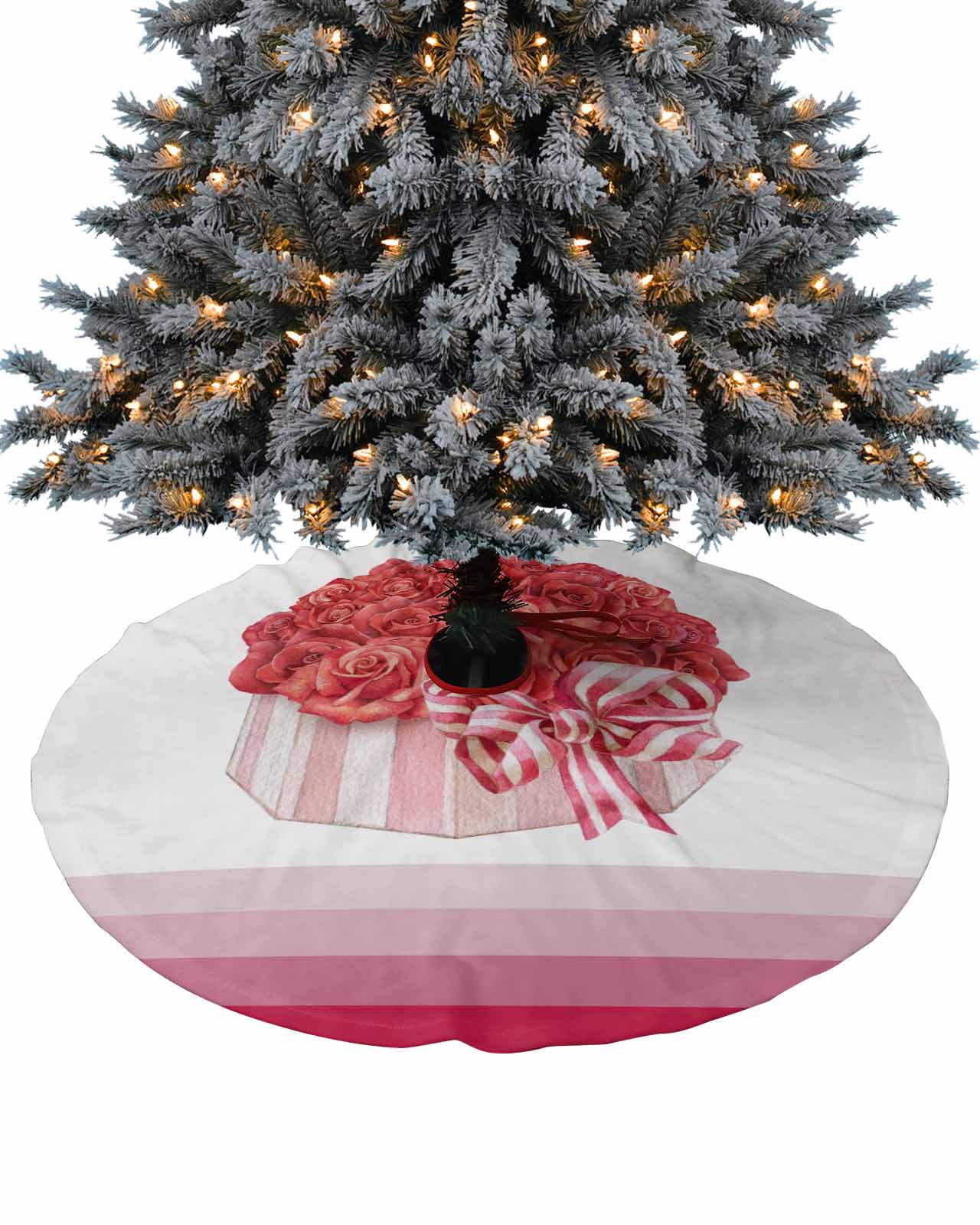 Red Floral Valentines Christmas Tree Skirt 36 Inches Large Christmas ...