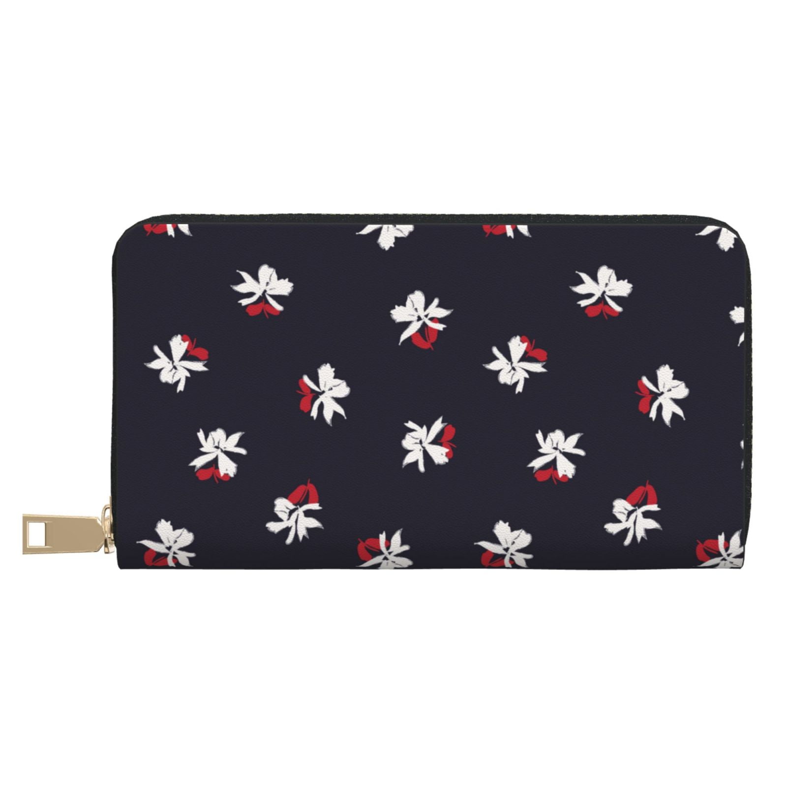 Red Floral Wallet Women, Leather Bifold Multi Card Wallet, Women's ...