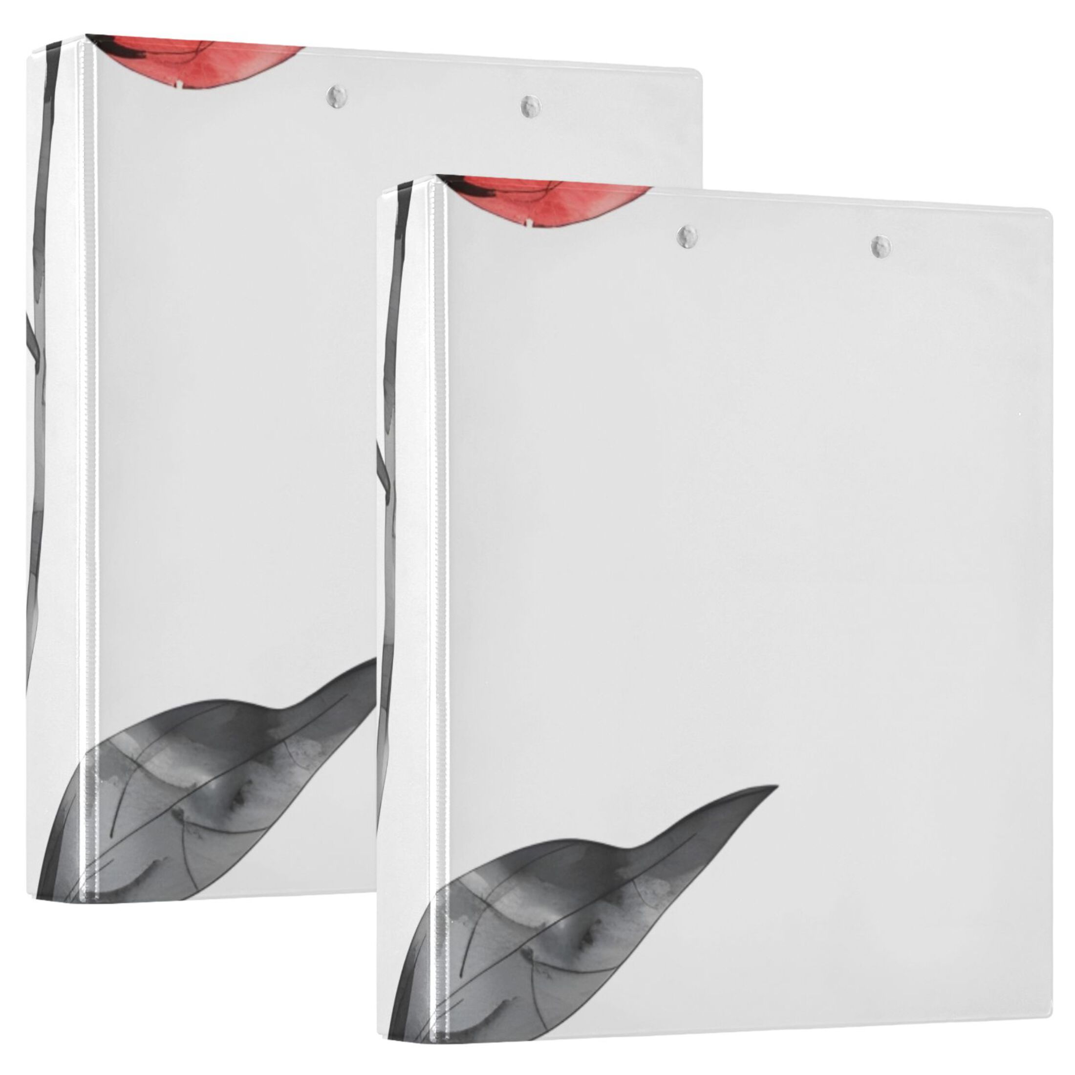 Red Flower Black Leaves 3 Ring Binders 1.5 inch Hardcover File Folders ...