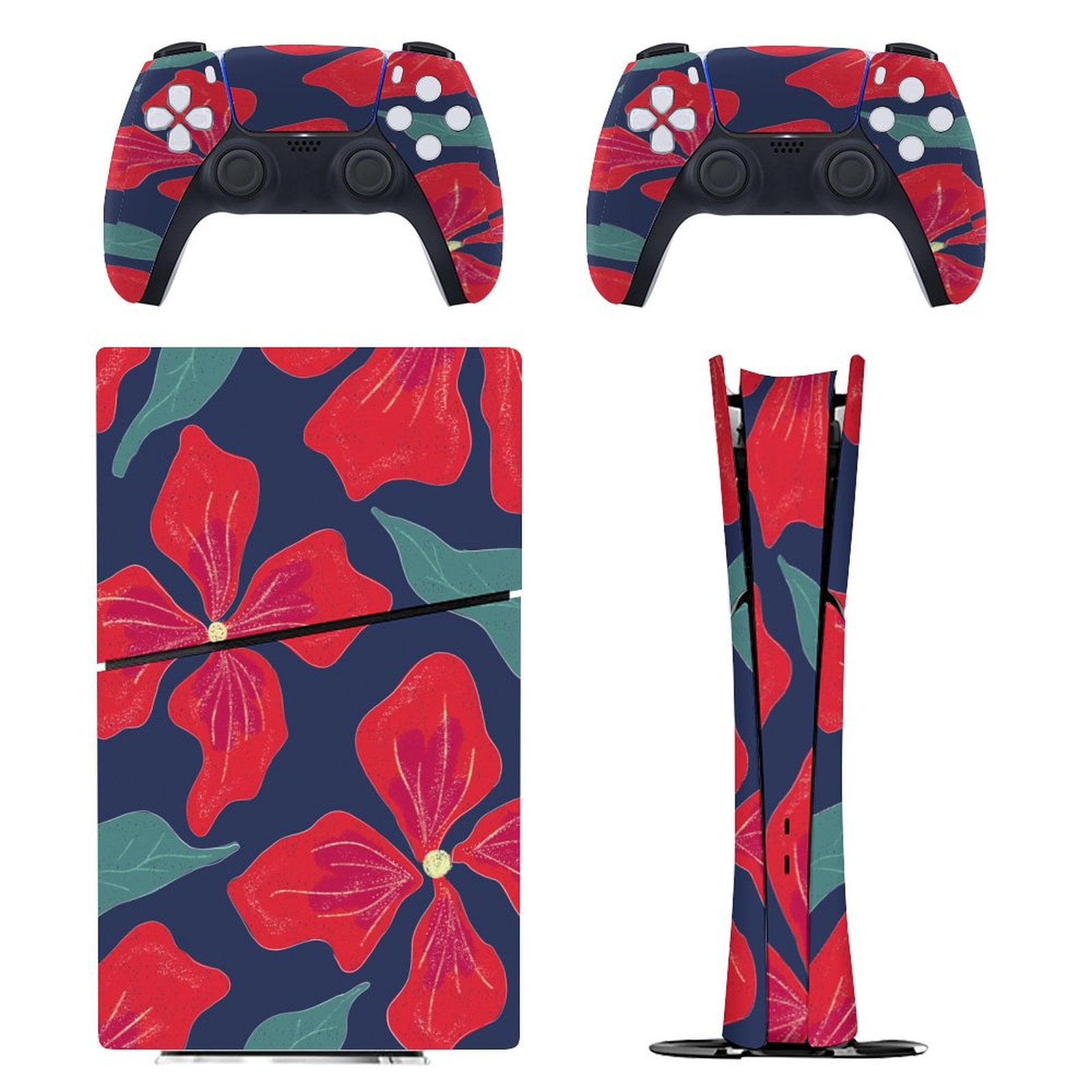 Red Flower, Blue PS5/PS5 Slim Digital Disc Skin Sticker For Console And ...