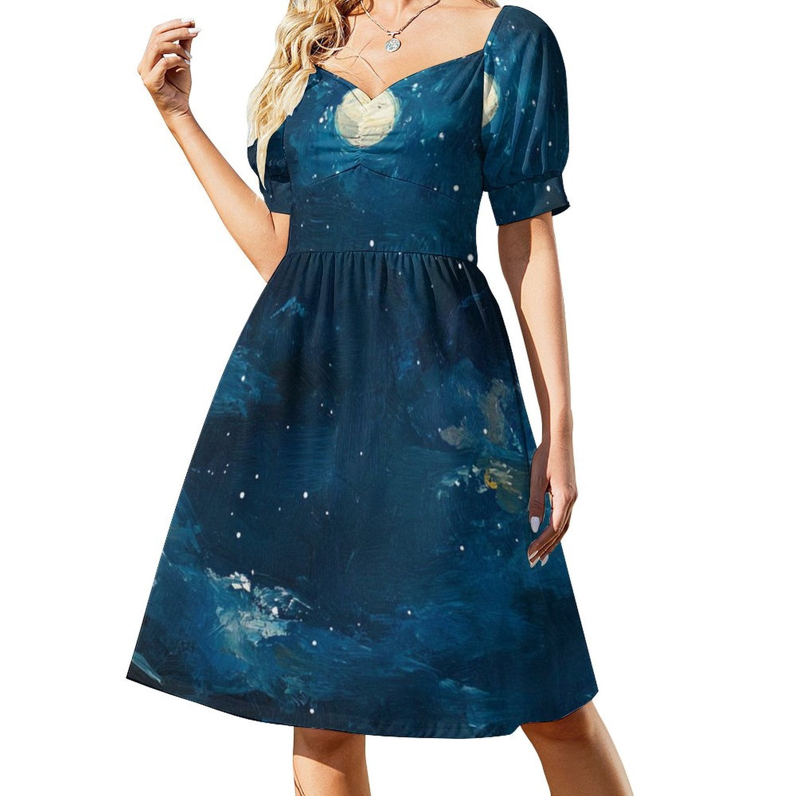 Womens Casual Dresses Starlit Sky Short Sleeve Dress Summer Dresses for ...