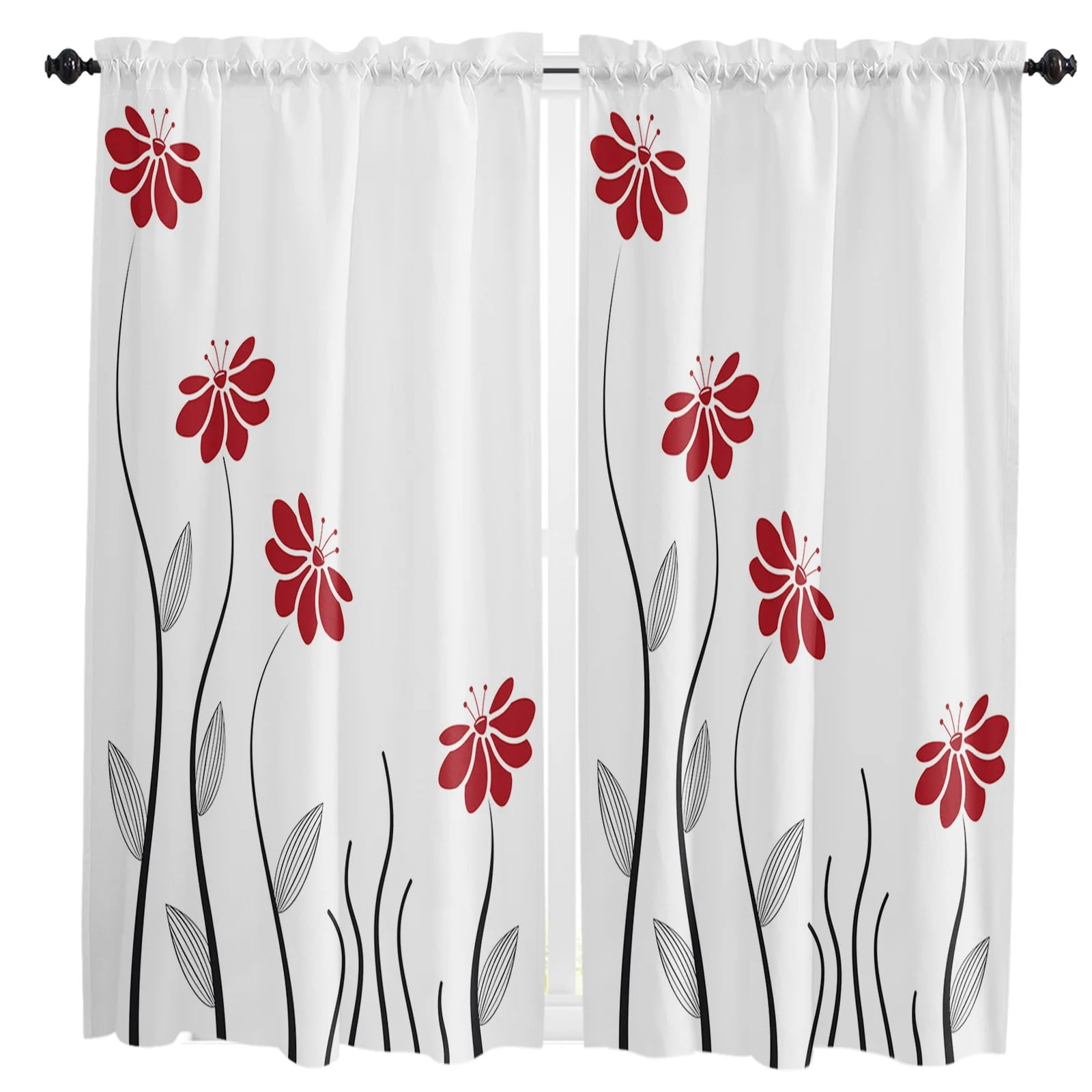 Red Flower Line Decoration Plant Curtain Home Decoration Living Room ...
