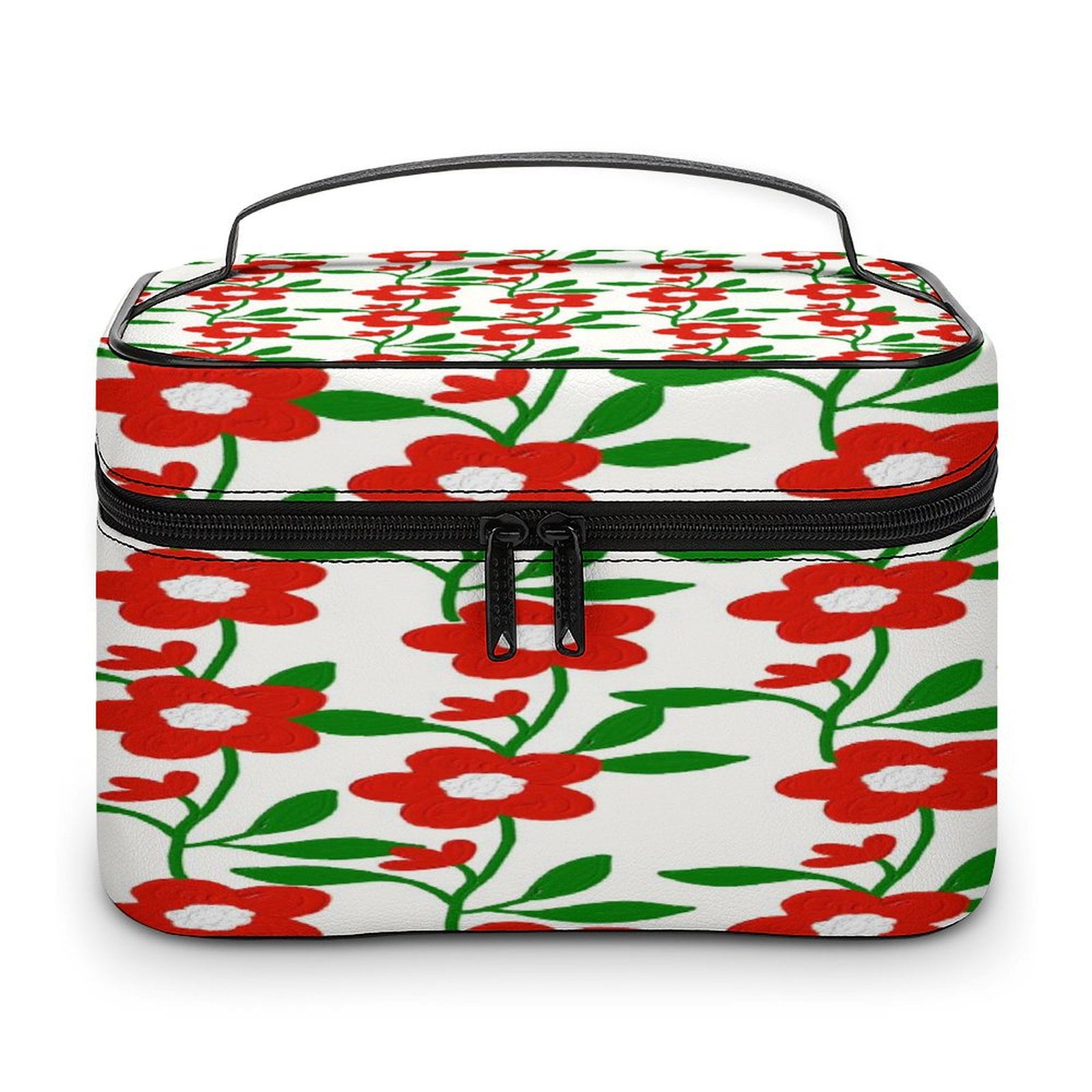 Red Flower Makeup Bag for Travel Reusable Cosmetic Bags Aesthetic ...