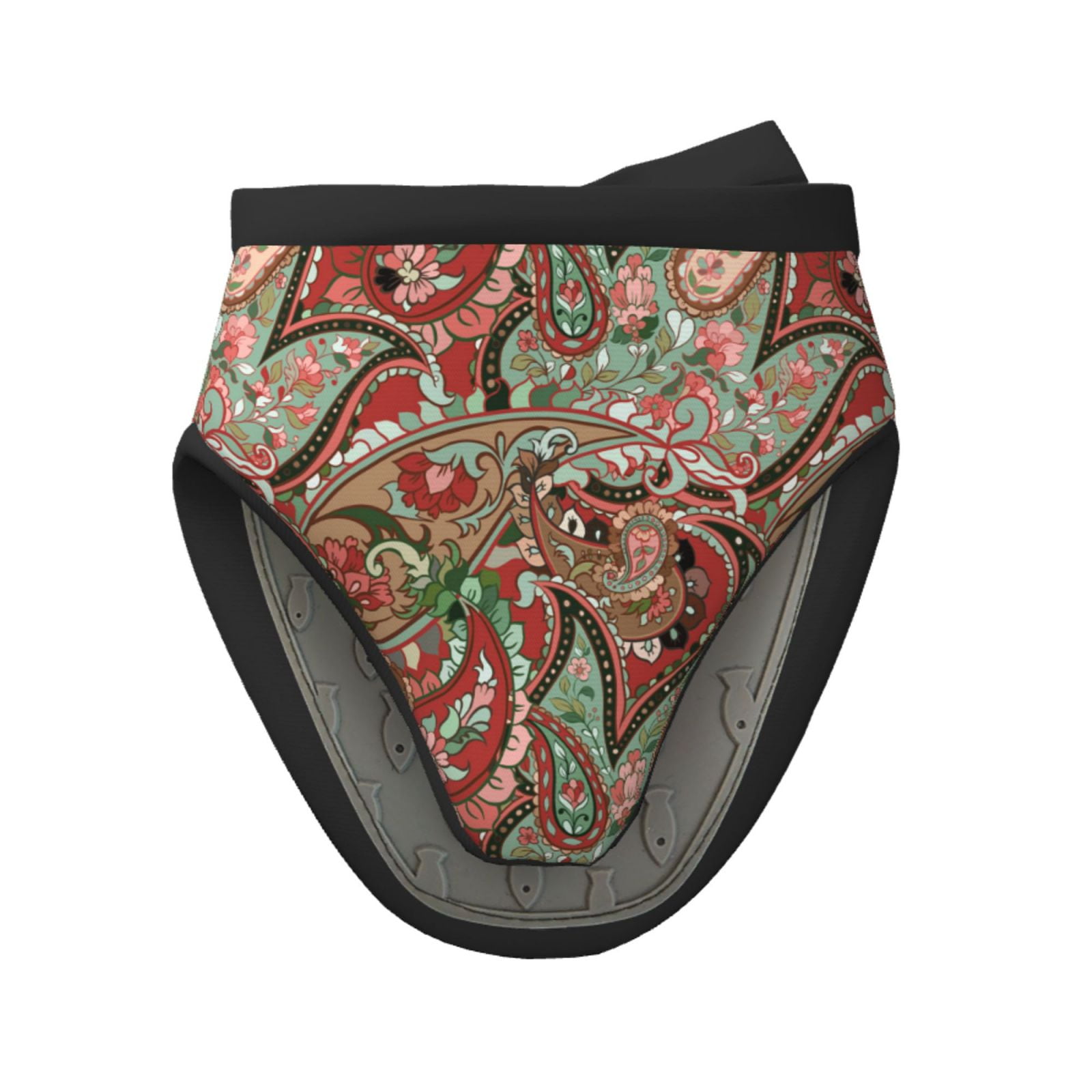 Red Flower Paisley Oven Mitts Heat Resistant with Hanging Loop, Soft ...