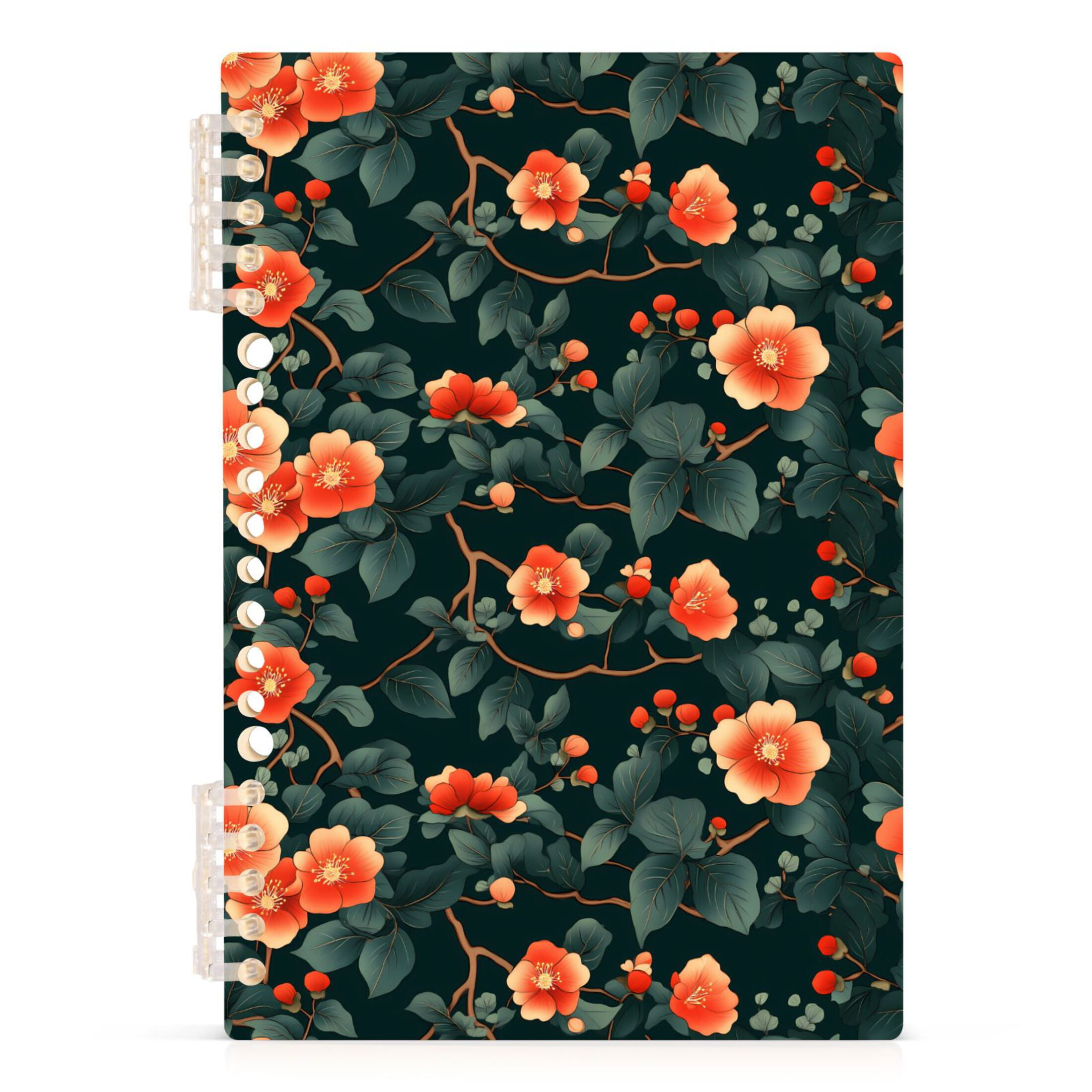 Red Flower and Green Leaf Notebooks 1-subject Journal 60 Sheets A5 ...