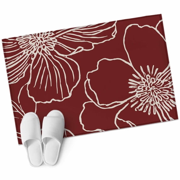 Red Flowers Area Rugs Collection 2'x3', Spring Floral Botanical Modern ...