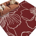Red Flowers Area Rugs Collection 6'x9', Spring Floral Botanical Modern ...