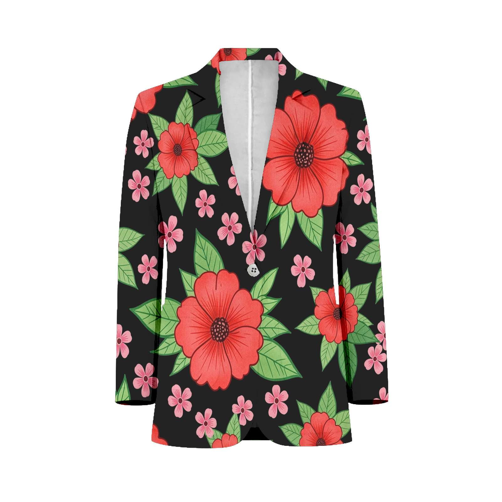 Red Flowers Black Background Floral Pattern Mens Suits Shawl Collar ...