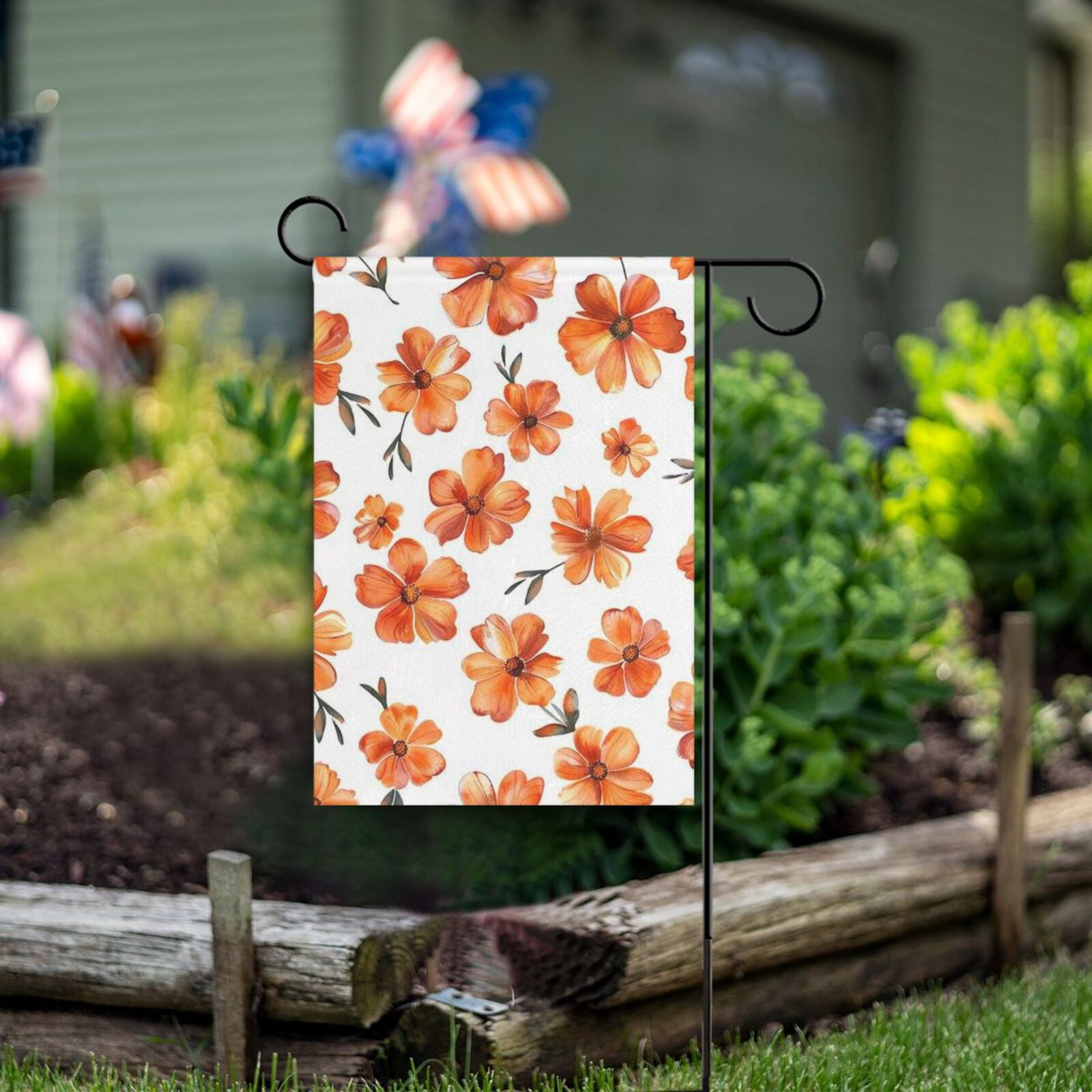 Red Flowers Garden Flag Double Sided Outdoor Banners for Courtyard ...