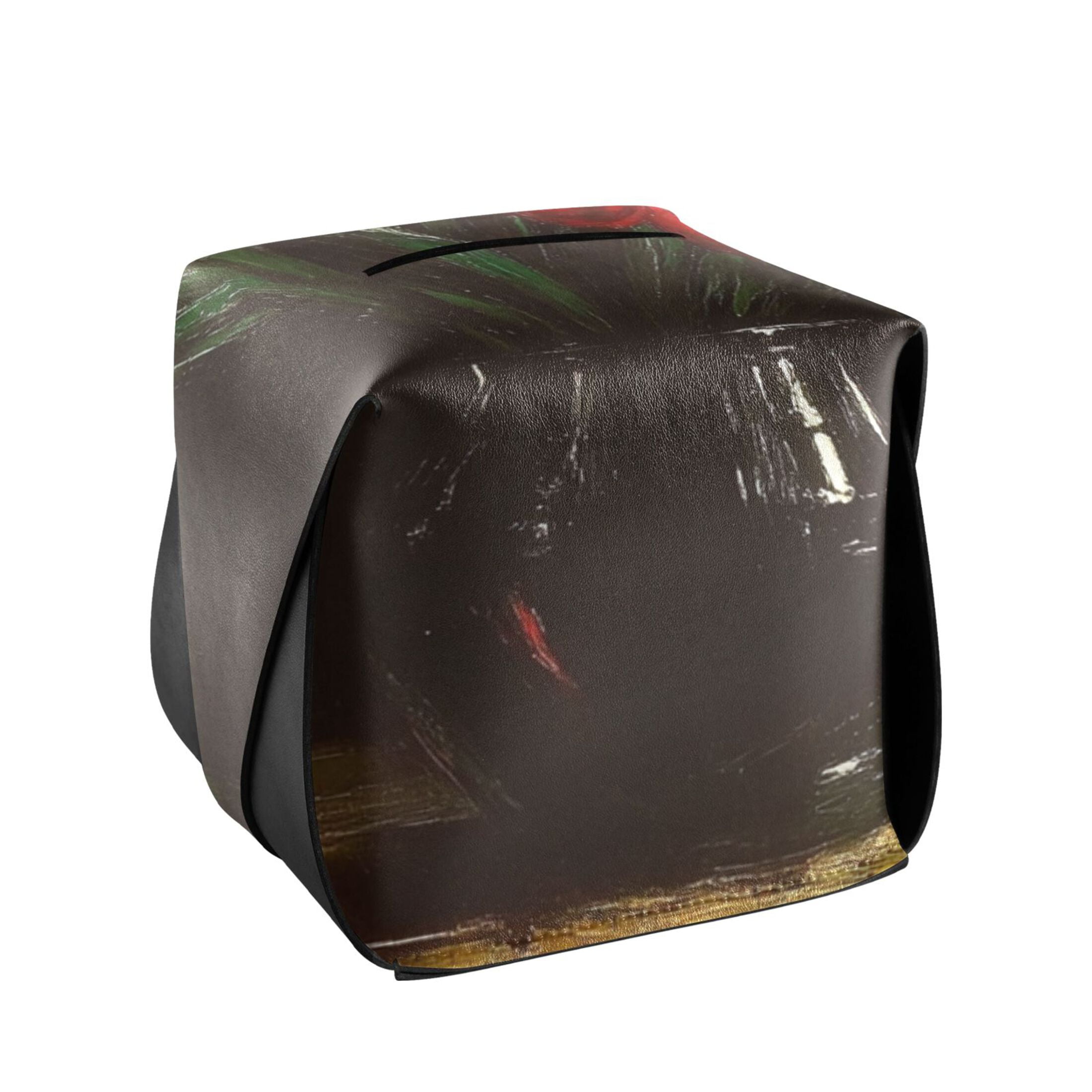 Red Flowers Oil Painting Tissue Box Cover Leather Square Rectangle ...