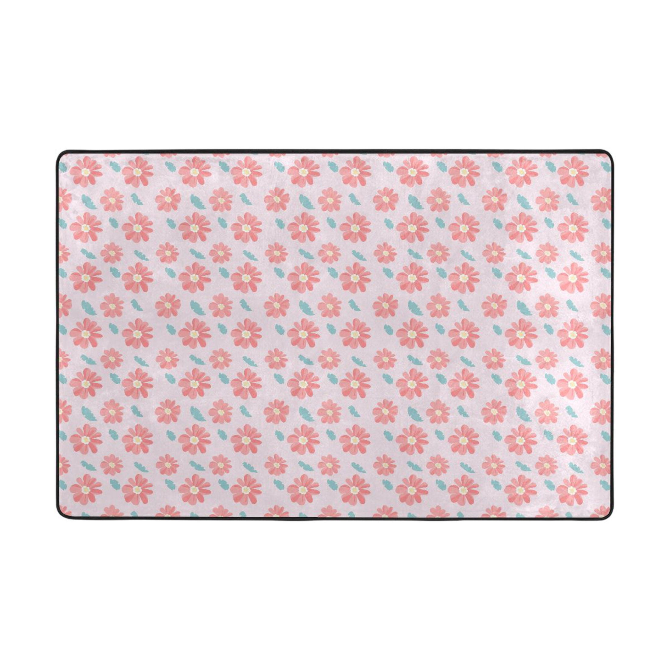 Red Flowers Pattern Rug 36x24in Memory Foam Absorbent Non Slip Plush ...