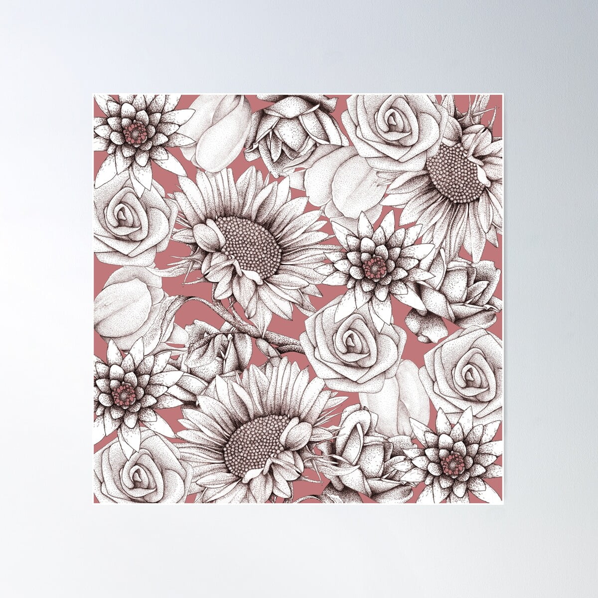 Red Flowers Poster Wall Art, Modern Wall Decor For Living Room Bedroom ...