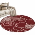 Red Flowers Round Area Rugs Collection 3', Spring Floral Botanical ...