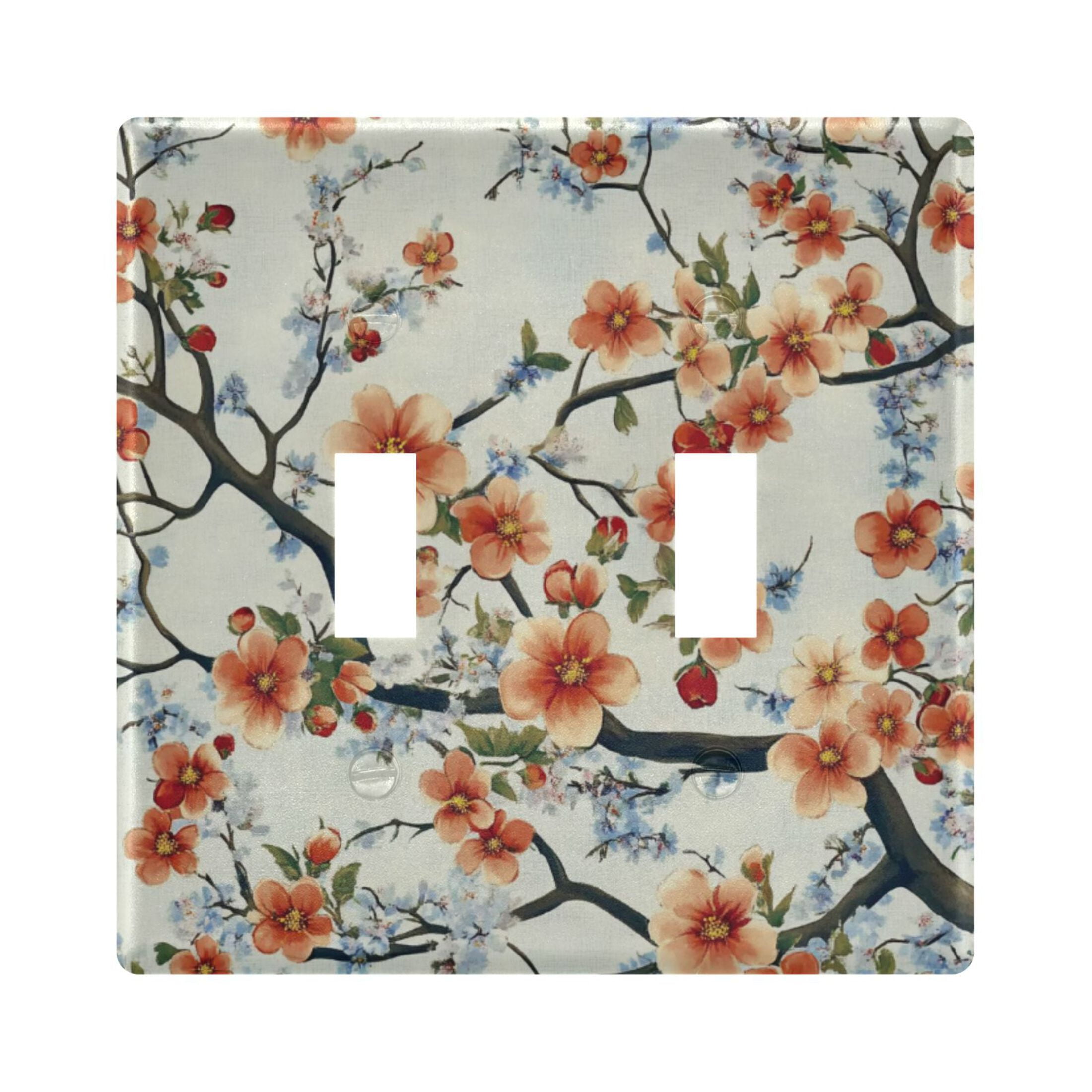 Red Flowers and Branches Light Switch Cover Decorative 2 Gang Wall ...