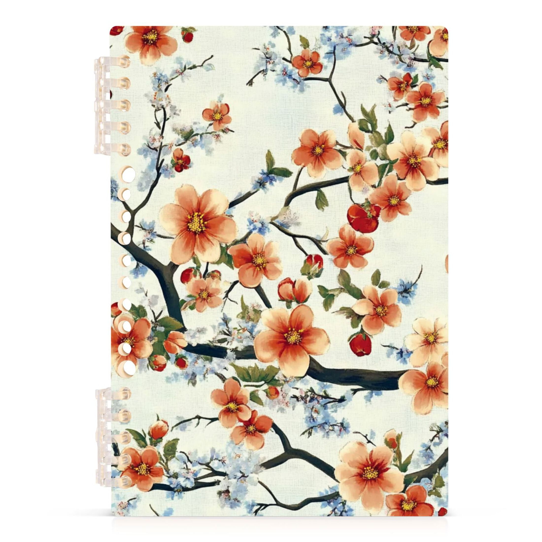 Red Flowers and Branches Lined Spiral Journal Notebook 60 Pages A5 ...