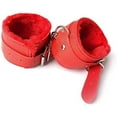 Red Fluffy Handcuffs For Ankles And Wrist With Chain Set Fuzzy Hand
