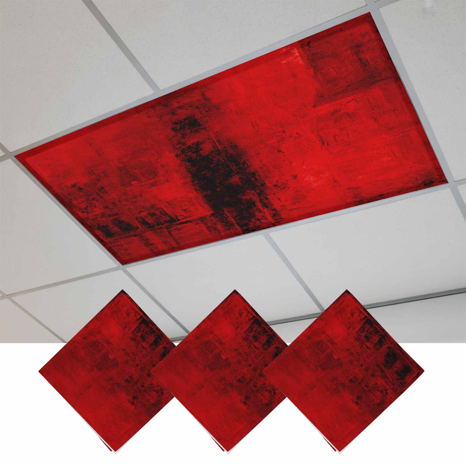 Red Fluorescent Light Covers, Retro Oil Painting Modern Abstract Art ...