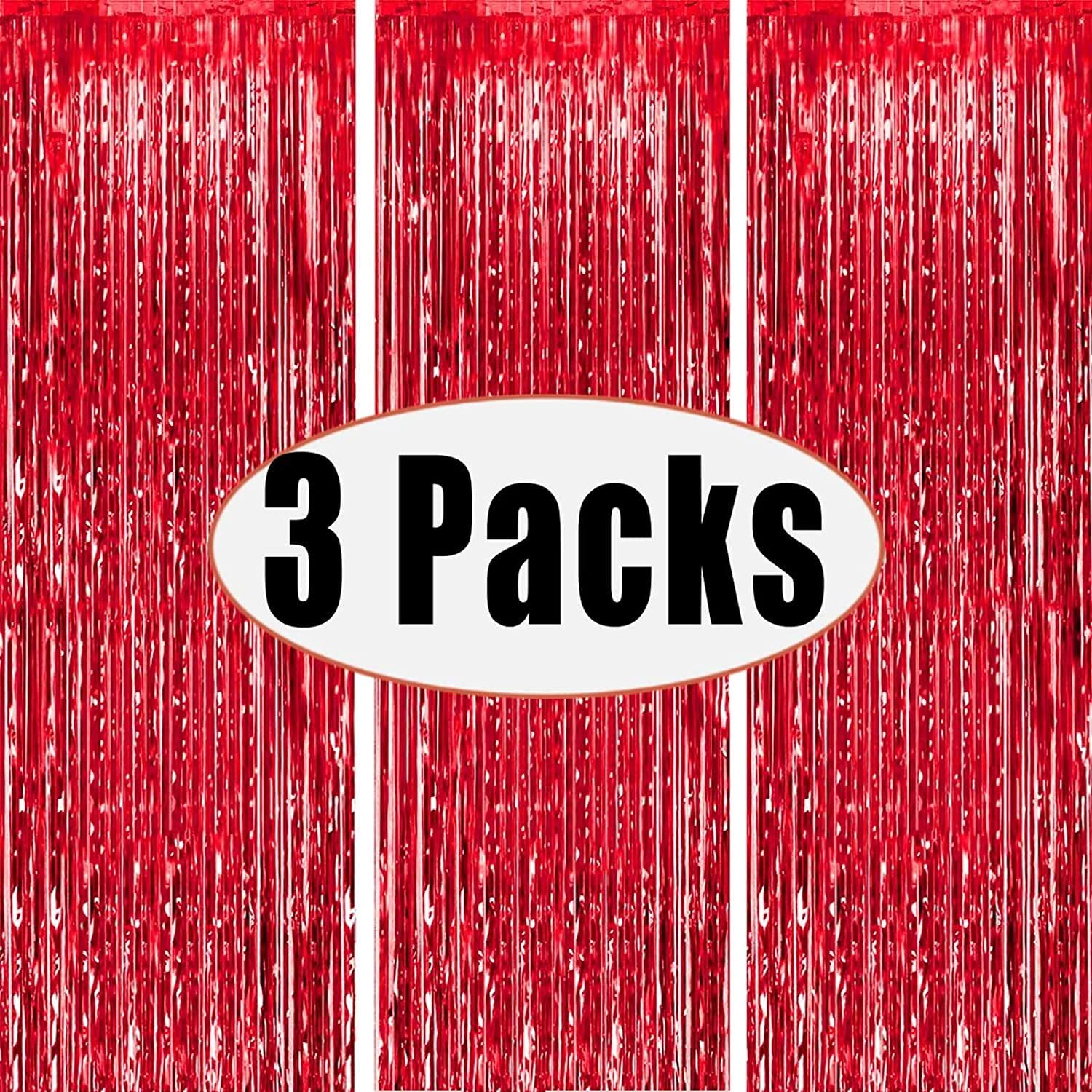 Walmart Red Foil Fringe Curtain, Photo Booth Backdrop for Events (3 ...
