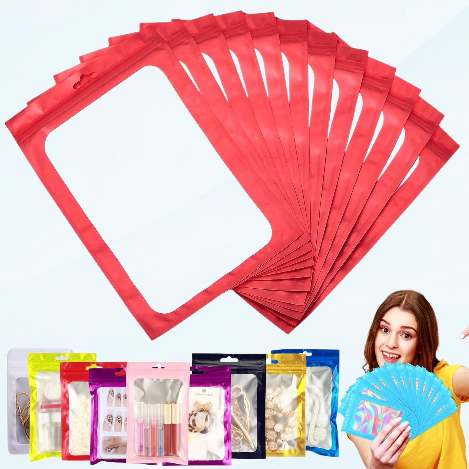 Red Foil Ziplock Bags Medium Odor Proof Bag Mylar Bags Holographic ...