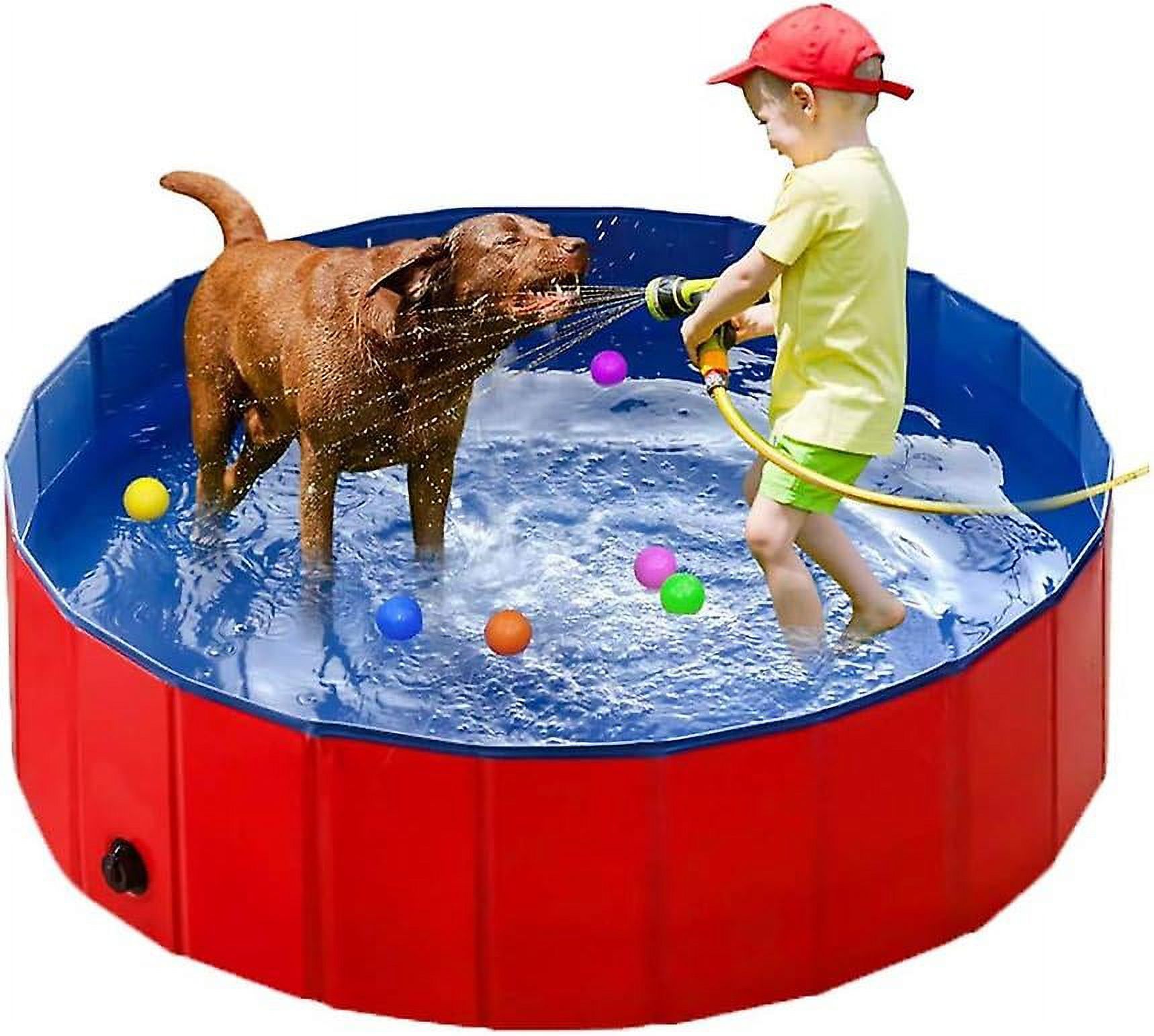 Red Folding Dog Pool - Portable Bathtub for Large and Small Animals (80 ...
